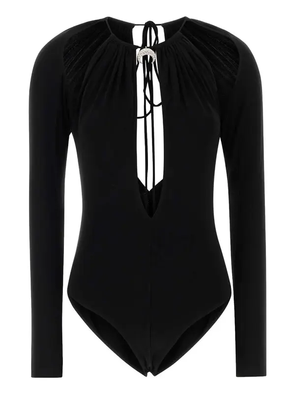 MARINE SERRE Stretch Viscose Bodysuit - Black