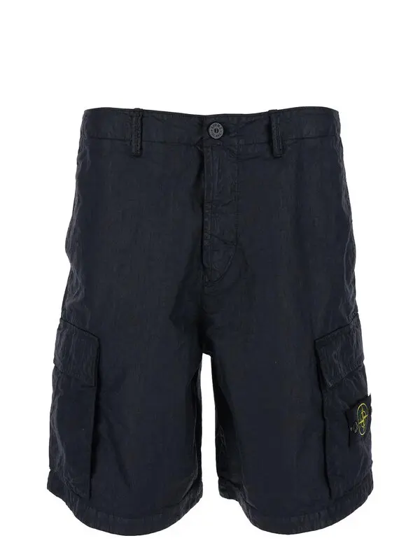 Stone Island Bermuda Cargo Shorts With Logo Patch - Multicolor