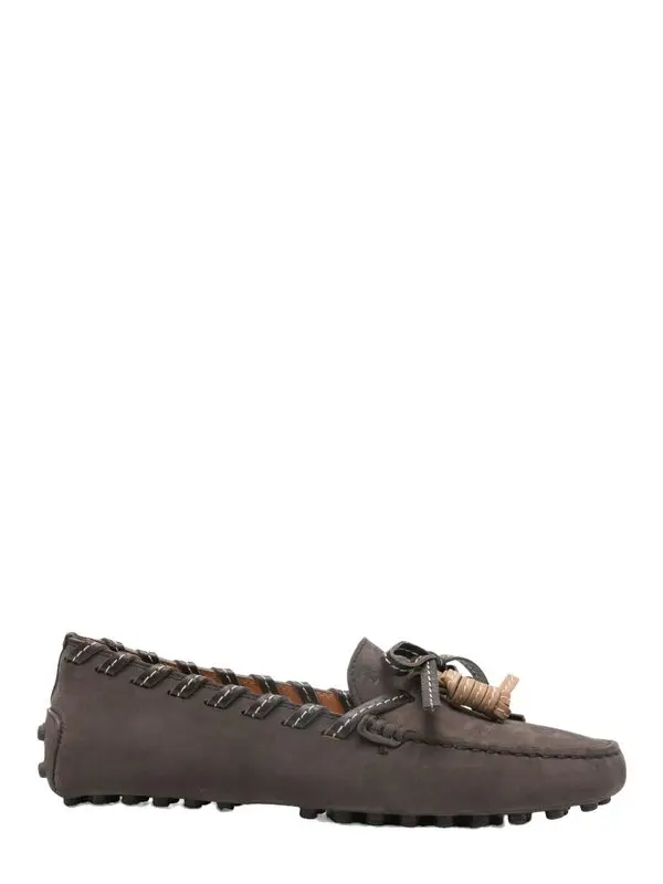 TOD'S Suede Leather Loafers With Bow Detailing - Multicolor