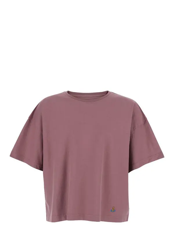 VIVIENNE WESTWOOD Pink Crew Neck T-shirt With Orb Logo Detail On The Front In Cotton For - Multicolor