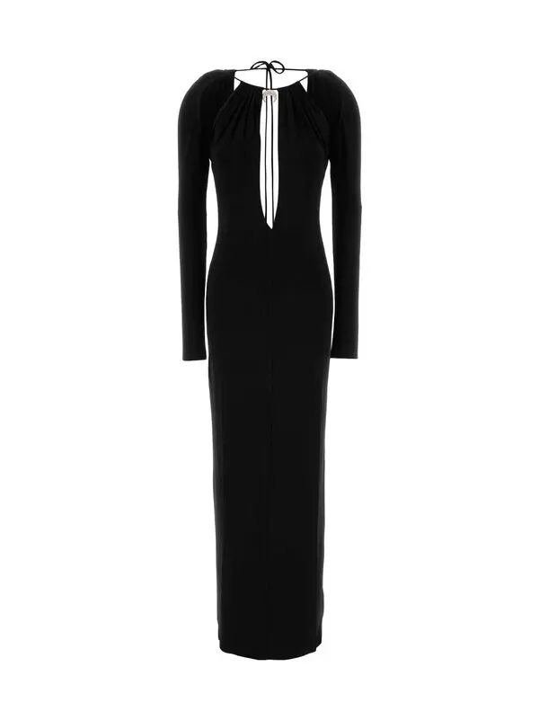 MARINE SERRE Jersey Long Dress - Black
