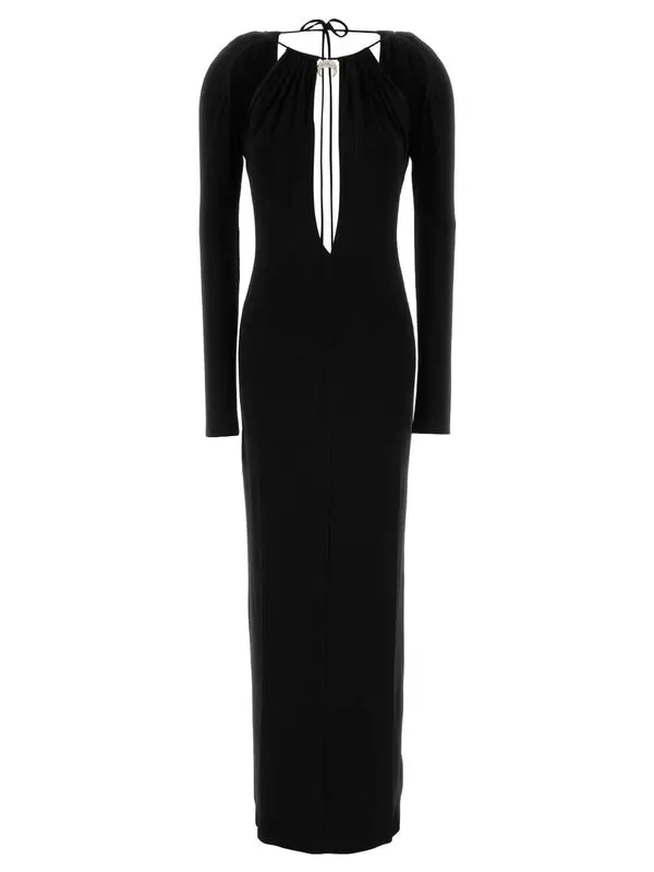MARINE SERRE Jersey Long Dress - Black