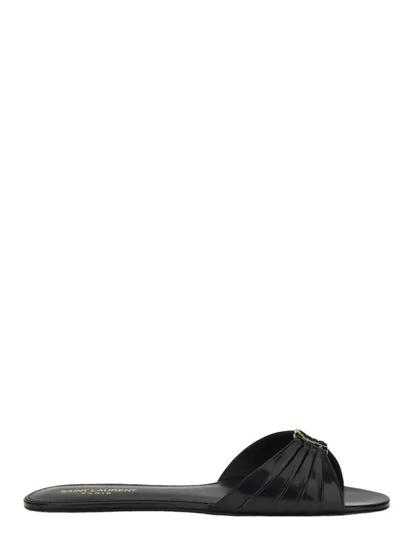 Saint Laurent Babylone Leather Sandals - Black