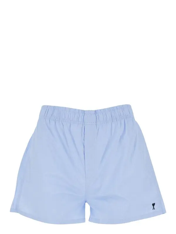Ami Cotton Shorts With Embroidered Logo - Blue