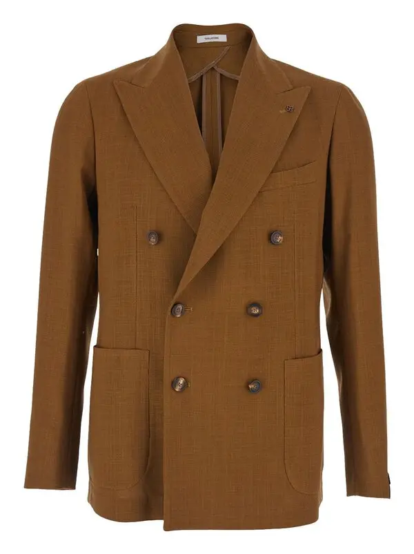 Tagliatore Double-breasted Wool Jacket With Peak Lapels - Brown