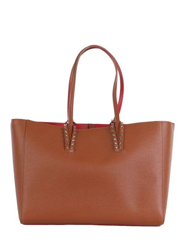 CHRISTIAN LOUBOUTIN Leather Shoulder Bag With Stud Embellishments - Brown