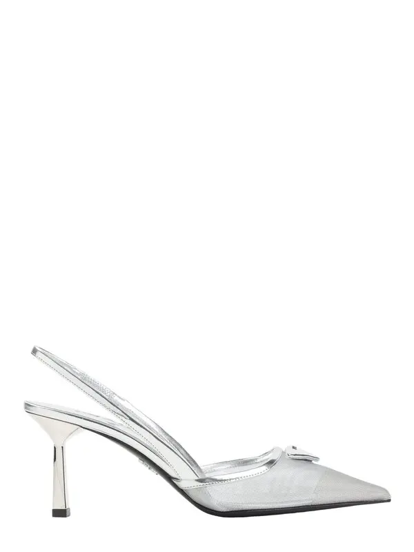 Prada Polyamide Slingback Pumps With Stiletto Heel - Silver