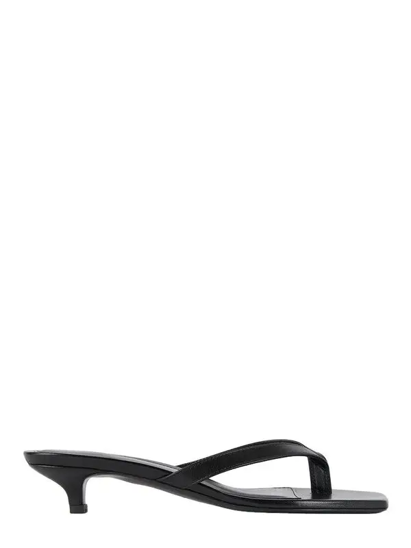 TOTEME Leather Heel Flip Flops - Black