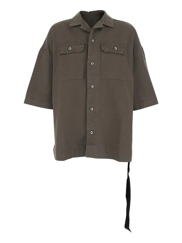 Rick Owens Magnum Tommy' Short Sleeve Button-up Shirt In Grey Cotton - Multicolor
