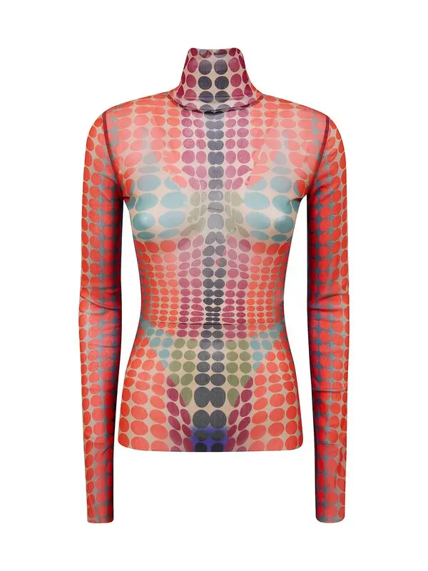 JEAN PAUL GAULTIER High Neck Long Sleeve Top - Multicolor