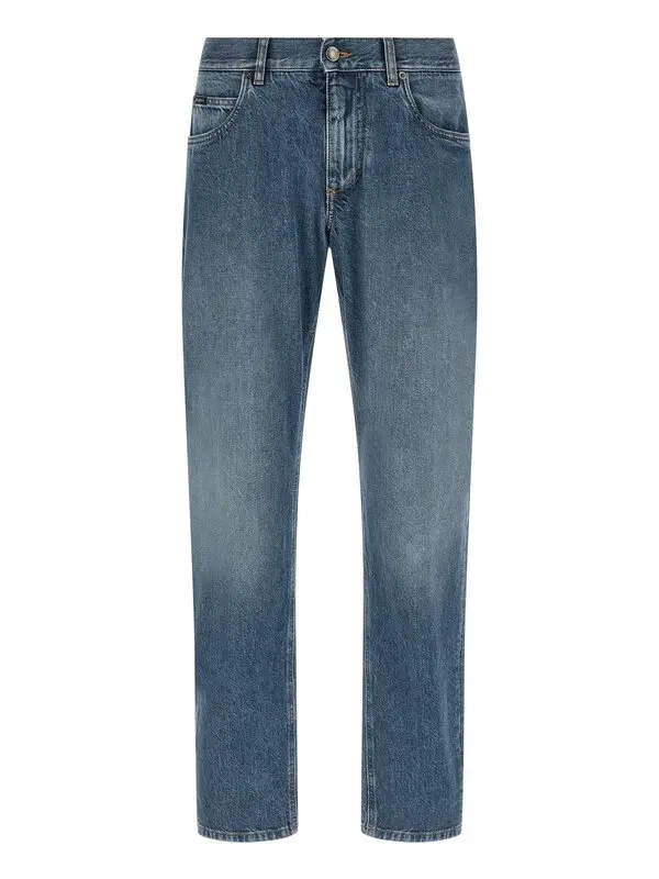 Dolce & Gabbana Heraldic Embroidery Jeans - Blue