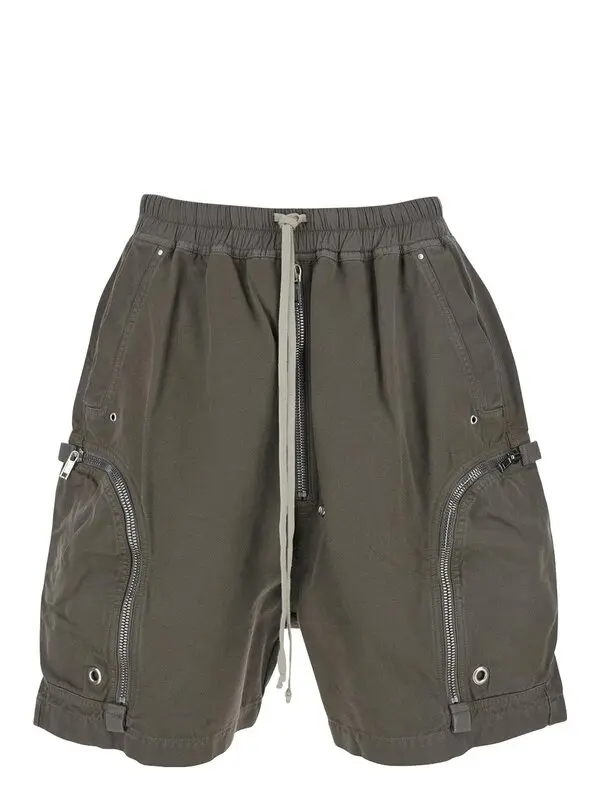 Rick Owens Bauhaus Pods' Cotton Shorts With Elasticated Waist And Cargo Pockets - Multicolor