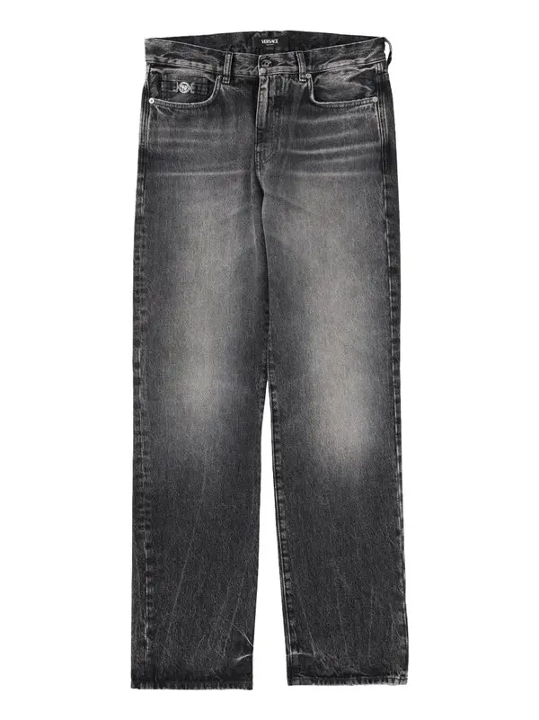 Versace Loose Fit Jeans With Medusa Detail - Black
