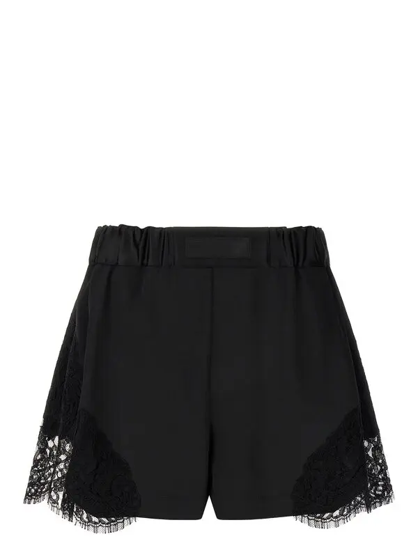 Versace Satin Shorts With Lace Inserts - Black