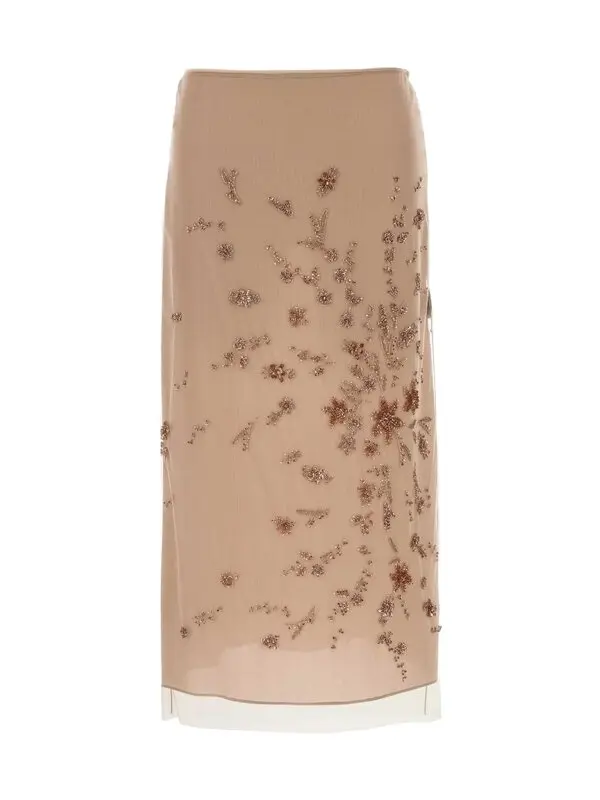 Fendi Antiqued Tulle Skirt - Pink