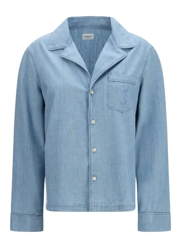 Saint Laurent Textured Cotton Shirt - Blue