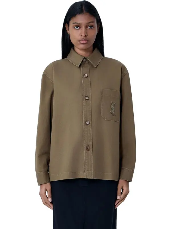 Saint Laurent Textured Cotton Shirt - Brown