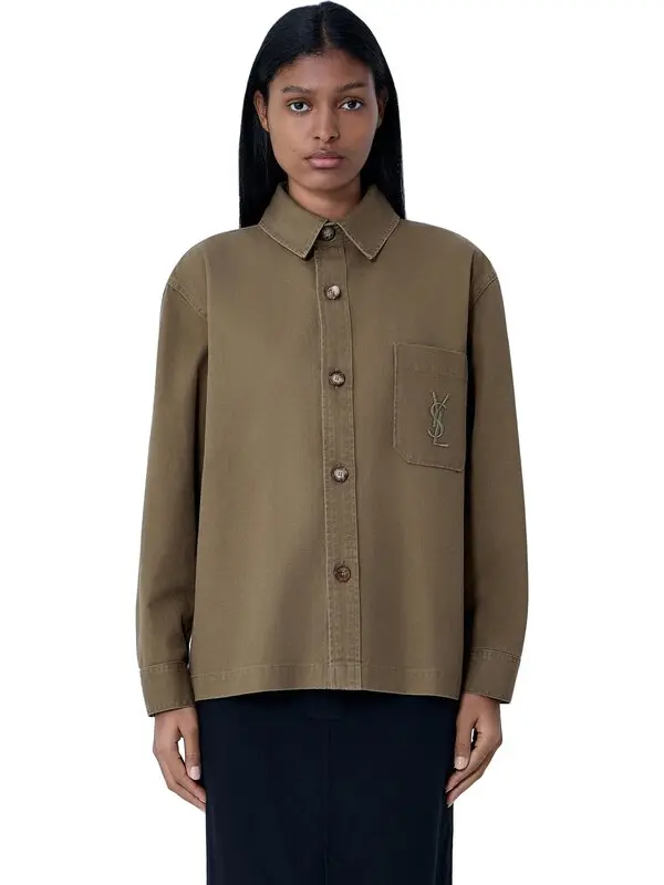 Saint Laurent Textured Cotton Shirt - Brown