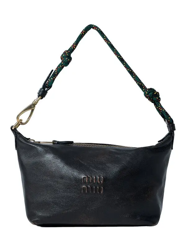 Miu Miu Logo Motif Pouch Shoulder Bag - Brown