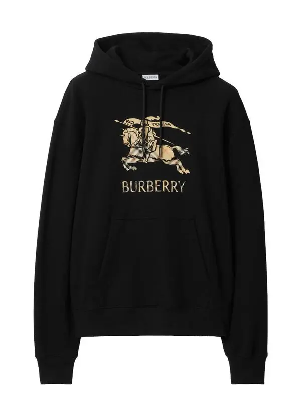 Burberry Cotton Hoodie With Logo Print - Black