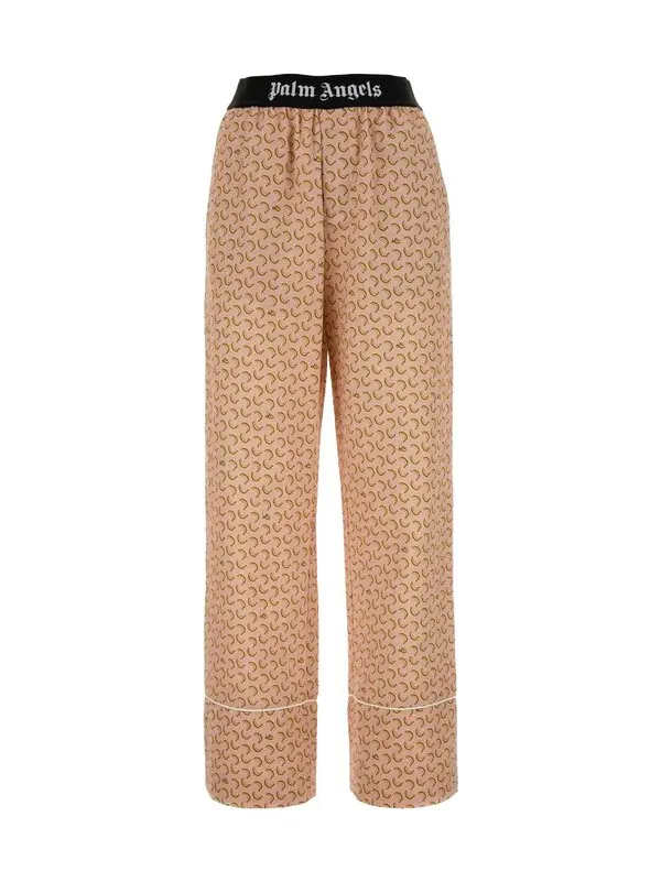Palm Angels Printed Linen Blend Wide-leg Pants - Multicolor