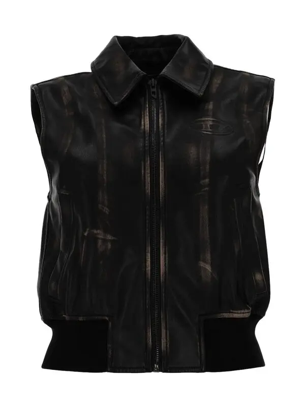 DIESEL® Distressed Gilet Bomber - Brown