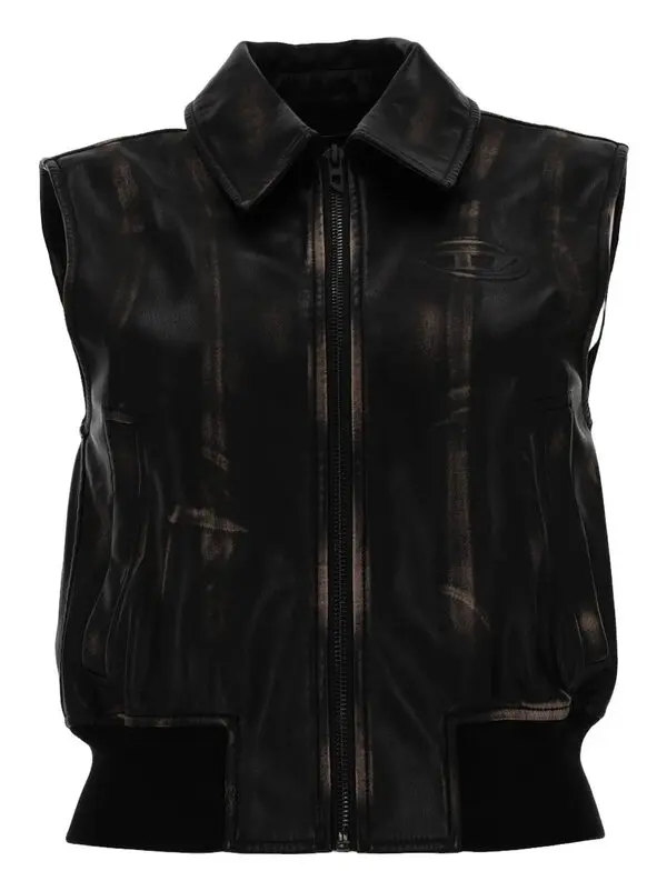 DIESEL® Distressed Gilet Bomber - Brown