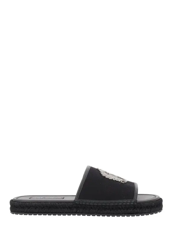 Dolce & Gabbana Logo Espadrille Slide - Black