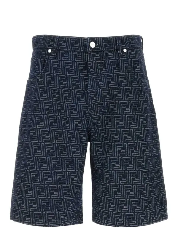 Fendi Embroidered Denim Bermuda Shorts - Multicolor