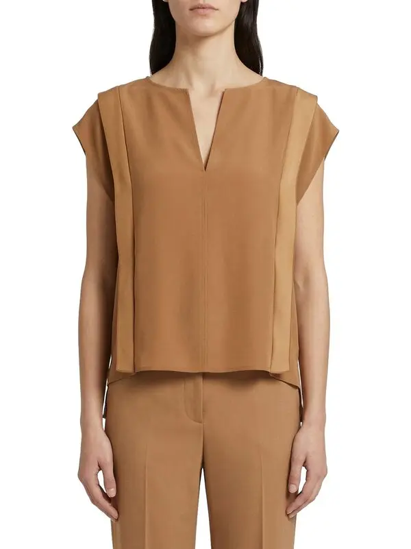 Max Mara Triacetato Blend Top With Braided Belt Detail - Brown