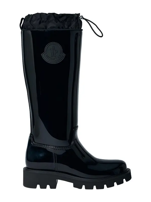 Moncler Knee-high Rain Boots With Drawstring Top - Black