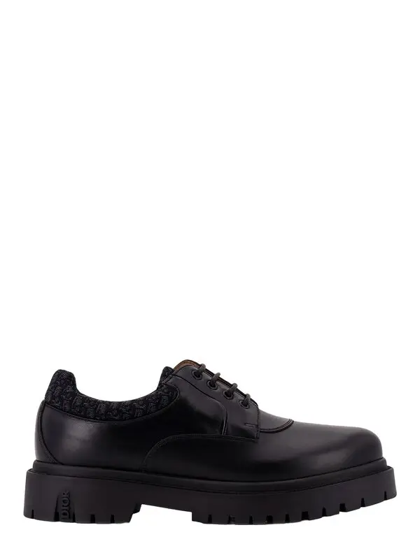 Dior Leather Lace-up Shoes With Oblique Logo - Black