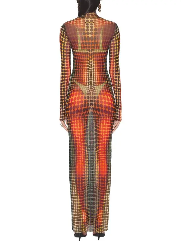 JEAN PAUL GAULTIER Re-edition Long Sleeve High Neck Maxi Dress - Multicolor