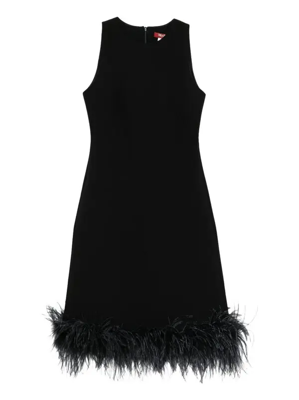 Max Mara Sleeveless Round Neck Dress With Feather Hem - Multicolor