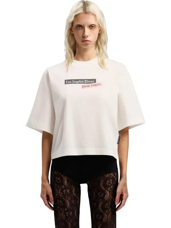 Palm Angels Cropped Graphic T-shirt - White