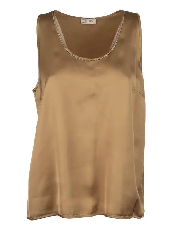 Peserico Sleeveless Embellished Neck Top - Multicolor