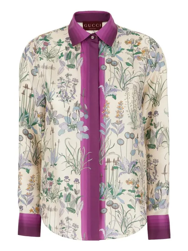 Gucci Floral Print Shirt With Contrasting Details - Multicolor
