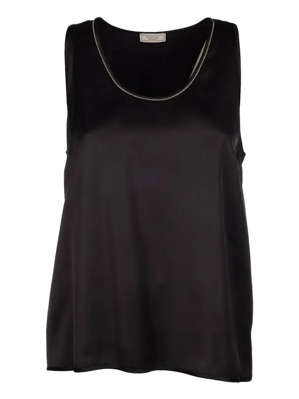 Peserico Sleeveless Top With Embellished Neckline - Multicolor