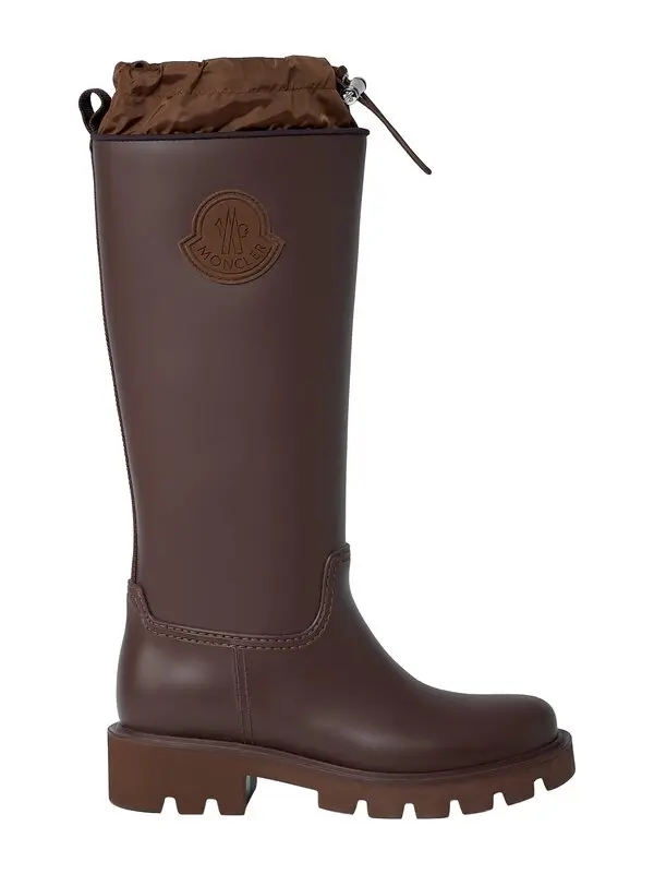 Moncler Kickstream Knee-high Rubber Boots With Drawstring - Brown