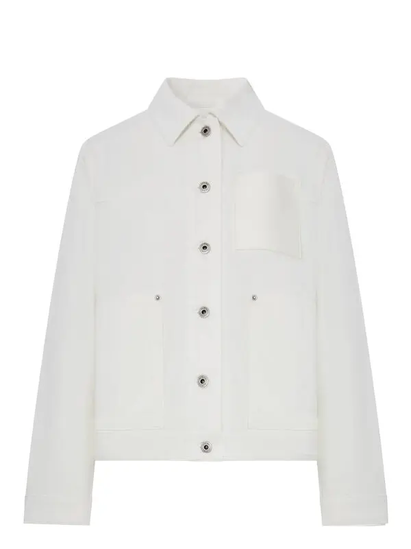 Loewe X Paula's Ibiza Denim Jacket With Leather Pocket - White