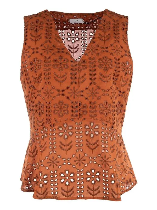 Paul Smith Embroidered V-neck Sleeveless Top - Multicolor