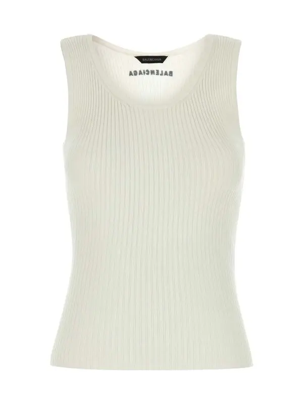 Balenciaga Stretch Wool Blend Tank Top - White