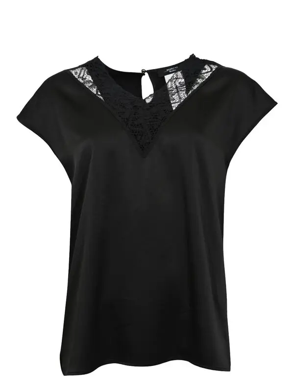 Max Mara Lace Trim Top - Black