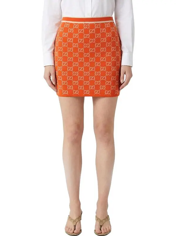 Gucci Monogram Knit Skirt - Orange