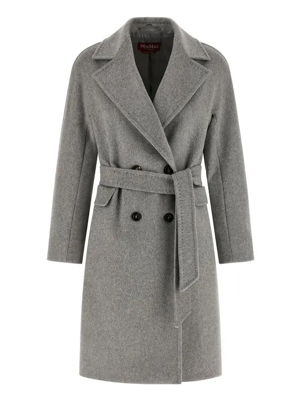 Max Mara Panteon Double Breasted Coat - Gray