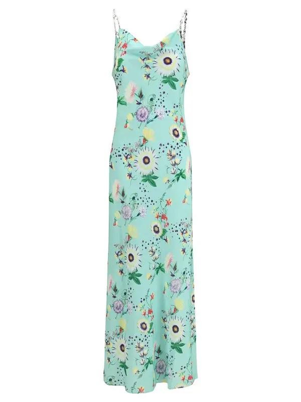 Rabanne Floral Chain Detail Maxi Dress - Green