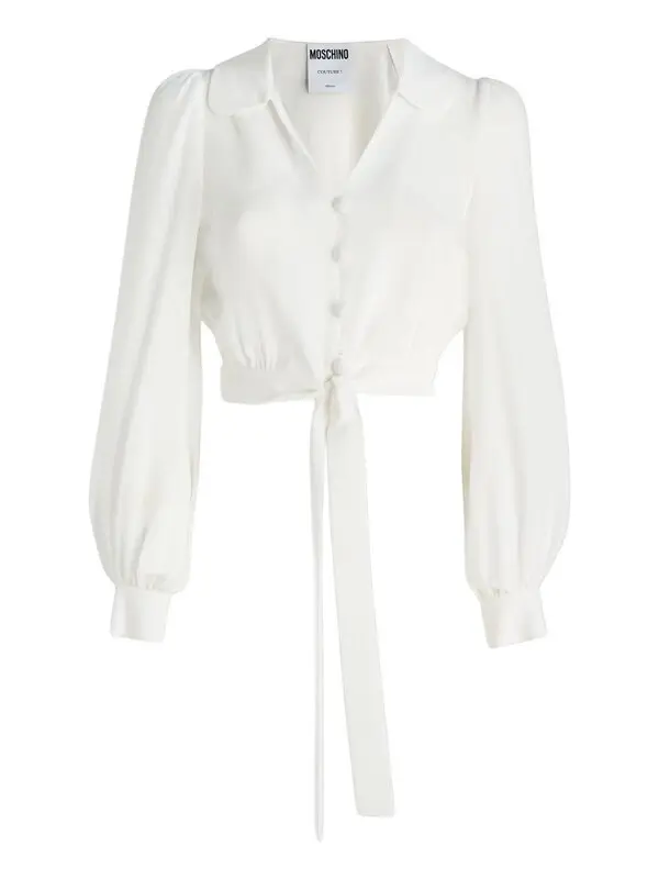 Moschino Cropped Blouse With Tie Detail - Multicolor