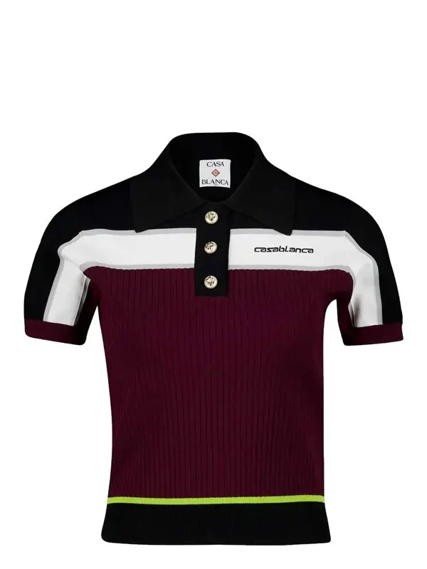 Casablanca Striped Ribbed Knit Polo Shirt - Multicolor