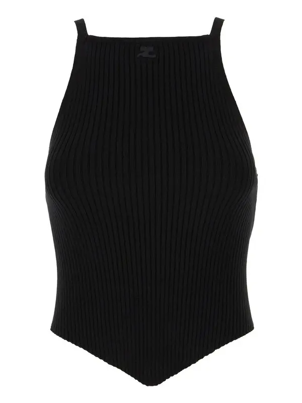 COURREGES Ribbed High Neck Top - Multicolor