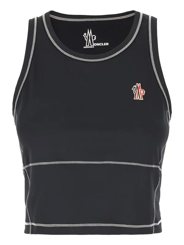 Moncler Cropped Top With Contrast Stitching - Multicolor